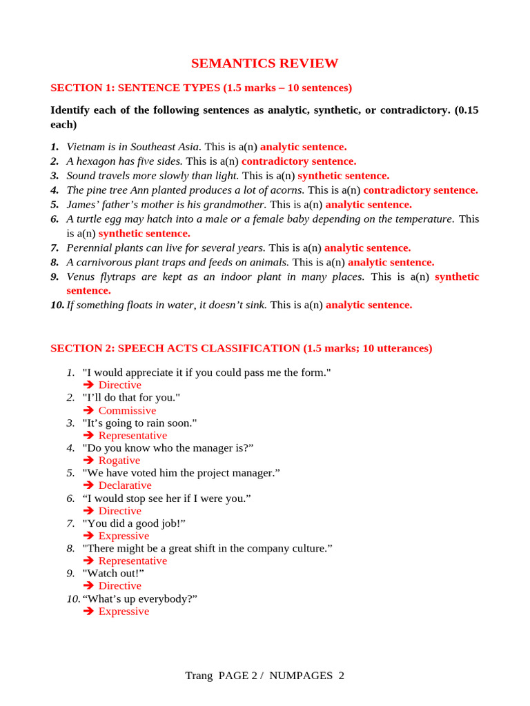 241 - SEMANTICS REVIEW - Keys | PDF