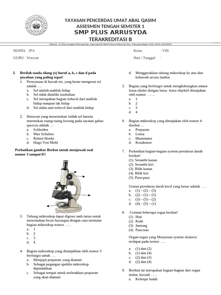 Soal Uts Ipa Kelas 8 SMT 1 | PDF