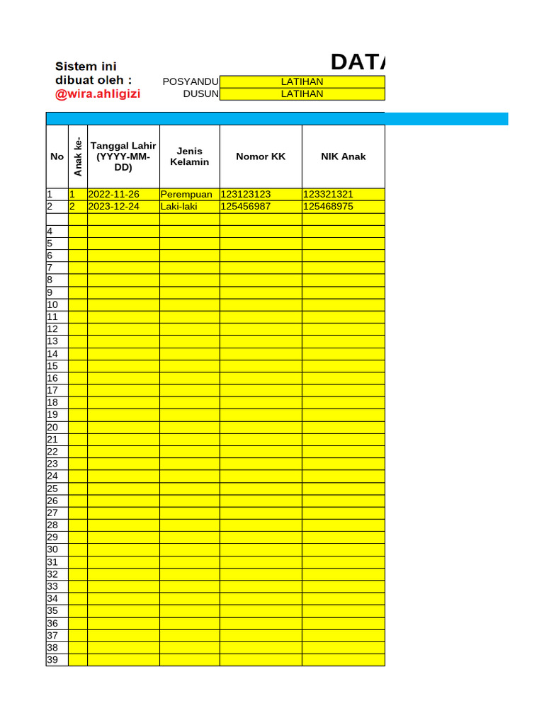 Database Status Gizi Balita | PDF