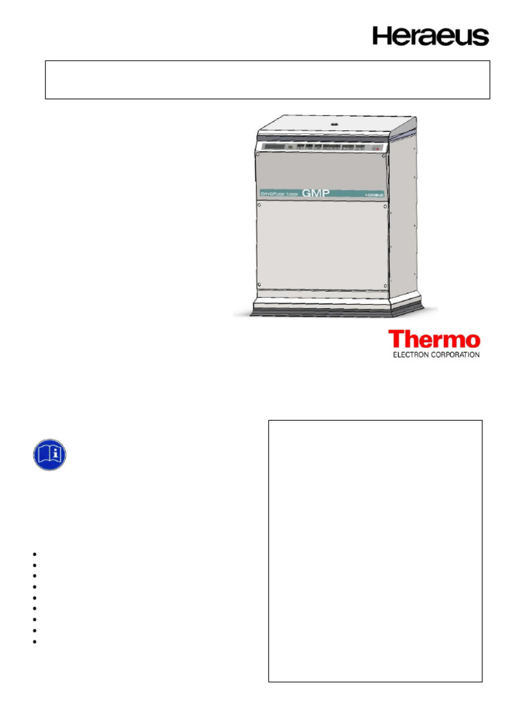 Cryofuge 5500i GMP - Uk - v03-06 | PDF | Centrifuge | Acceleration