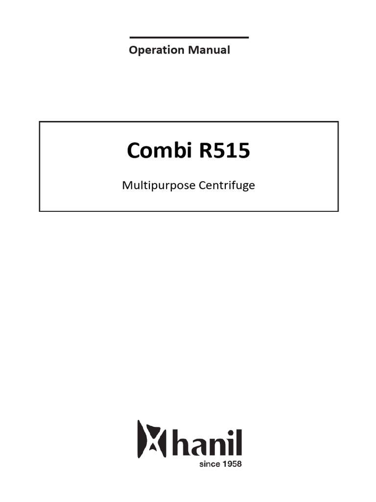 Combi R515 Centrifuge Operation Manual | PDF | Centrifuge | Humidity