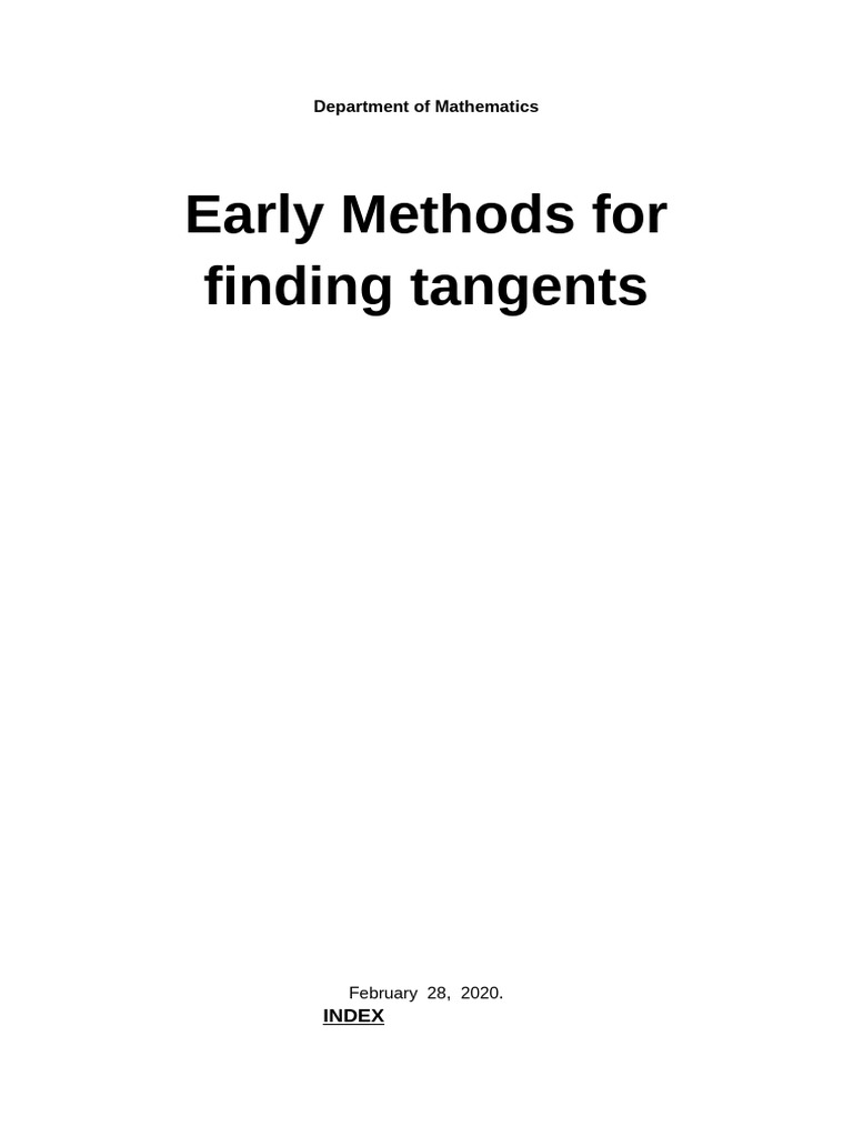 Early Methods For Finding Tangents | PDF | Tangent | Quadratic Equation