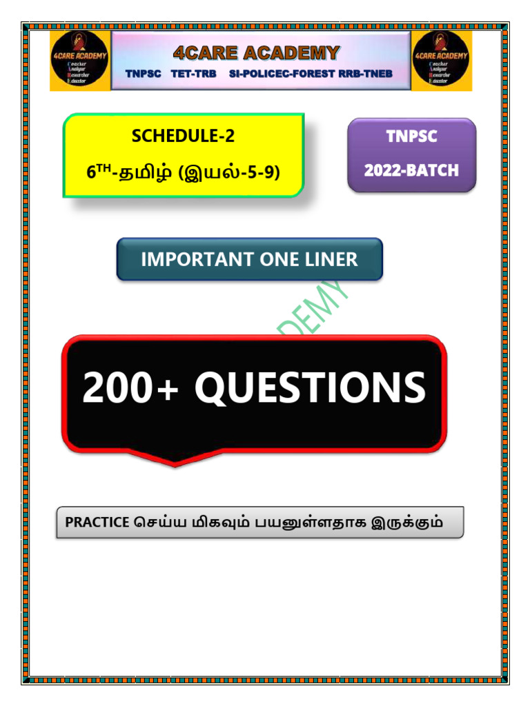 8 Sch-2-Tamil Full One Liner | PDF