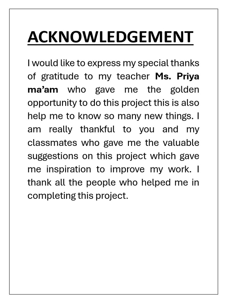 Student Project Acknowledgement | PDF