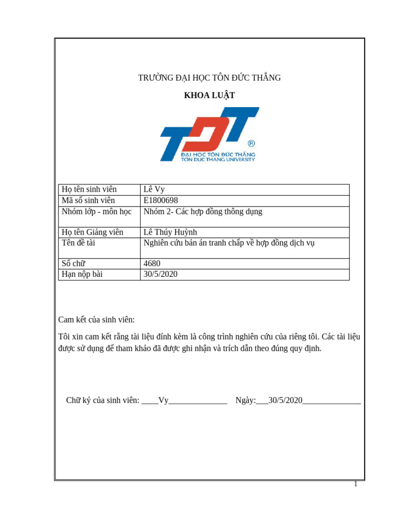 Lê Vy - E1800698 TLCK | PDF