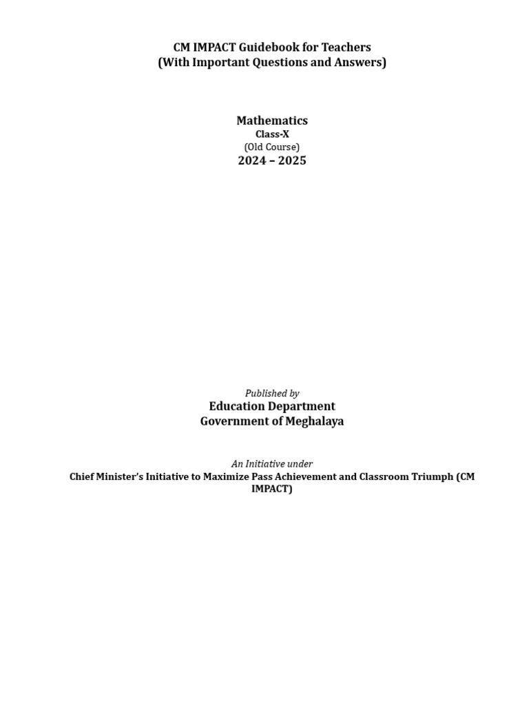 CM IMPACT Math Guide for Class X | PDF | Arithmetic | Mathematical Concepts
