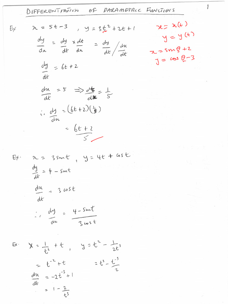 Differentiation of Parametric Functions | PDF