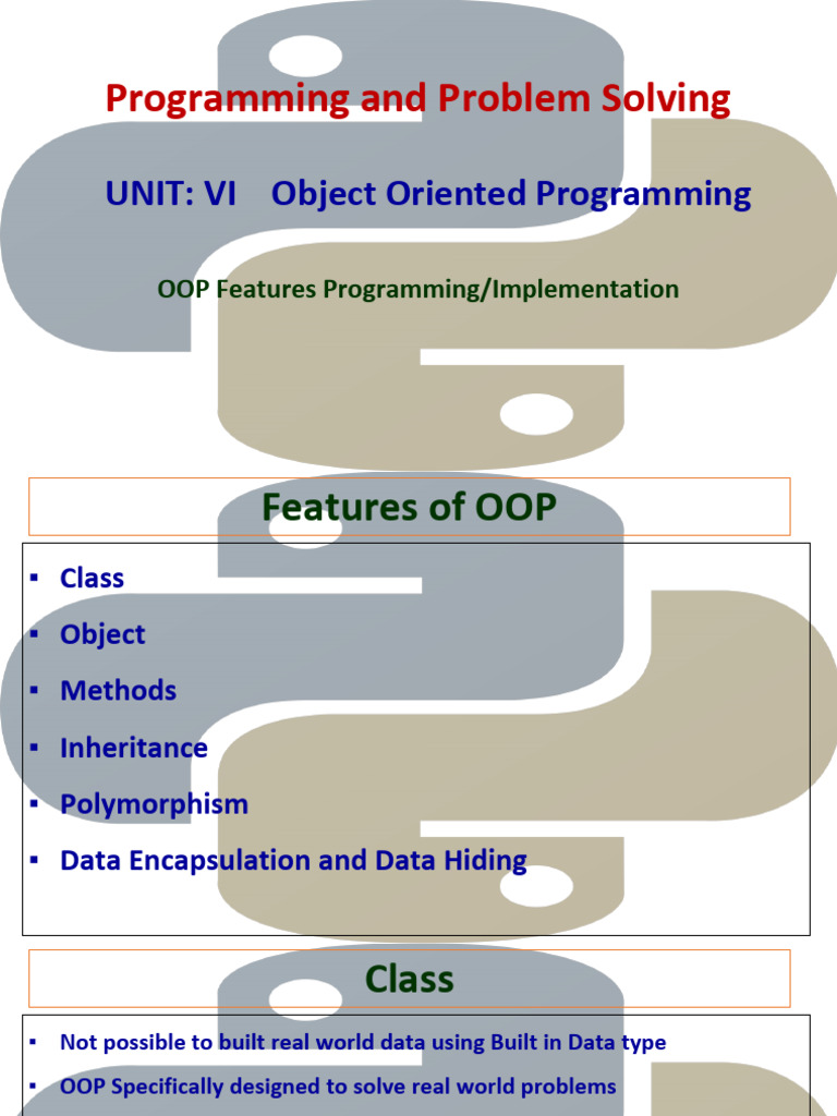 Unit 6 Oop Concepts And Syntax Pdf Class Computer Programming 