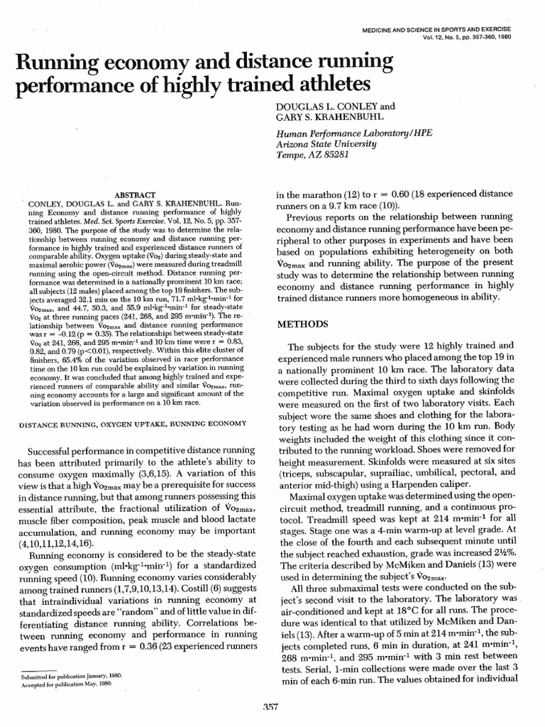 Running Economy and Distance Running Performance.10 | PDF