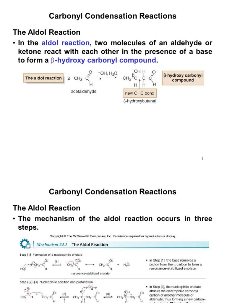 Carbonyl Condensation Reactions | PDF | Chemical Reactions | Aldehyde