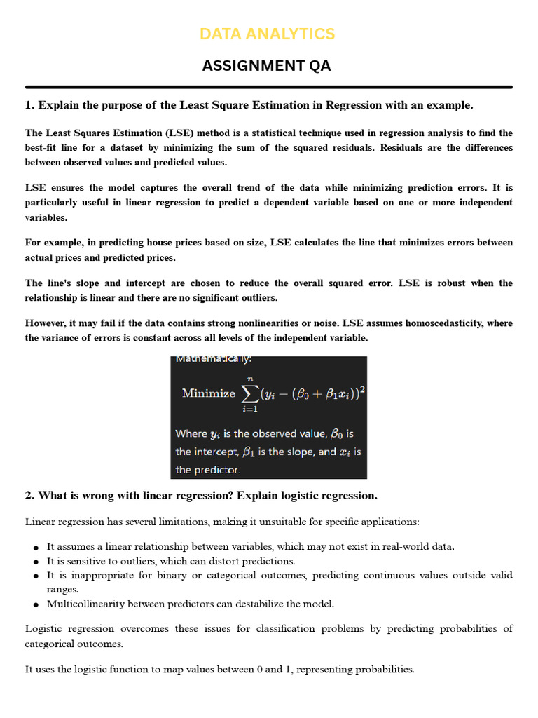 DA | PDF | Errors And Residuals | Regression Analysis