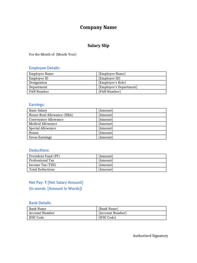 Salary Slip Template | PDF