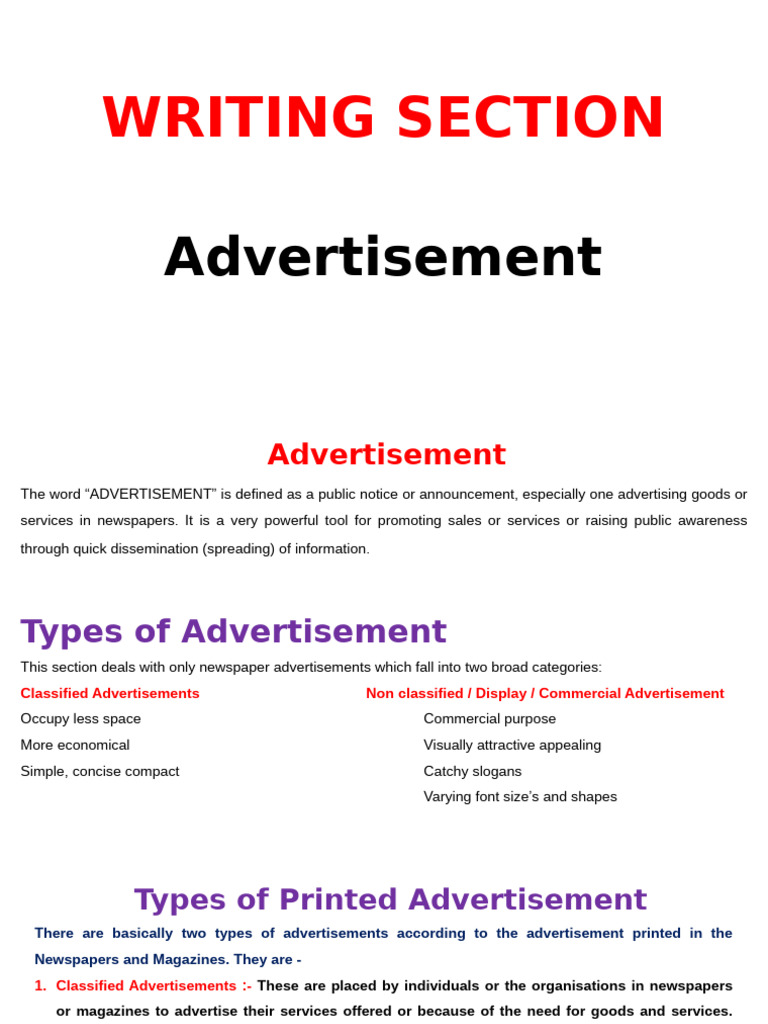 Guide to Writing Classified Advertisements | PDF | Advertising