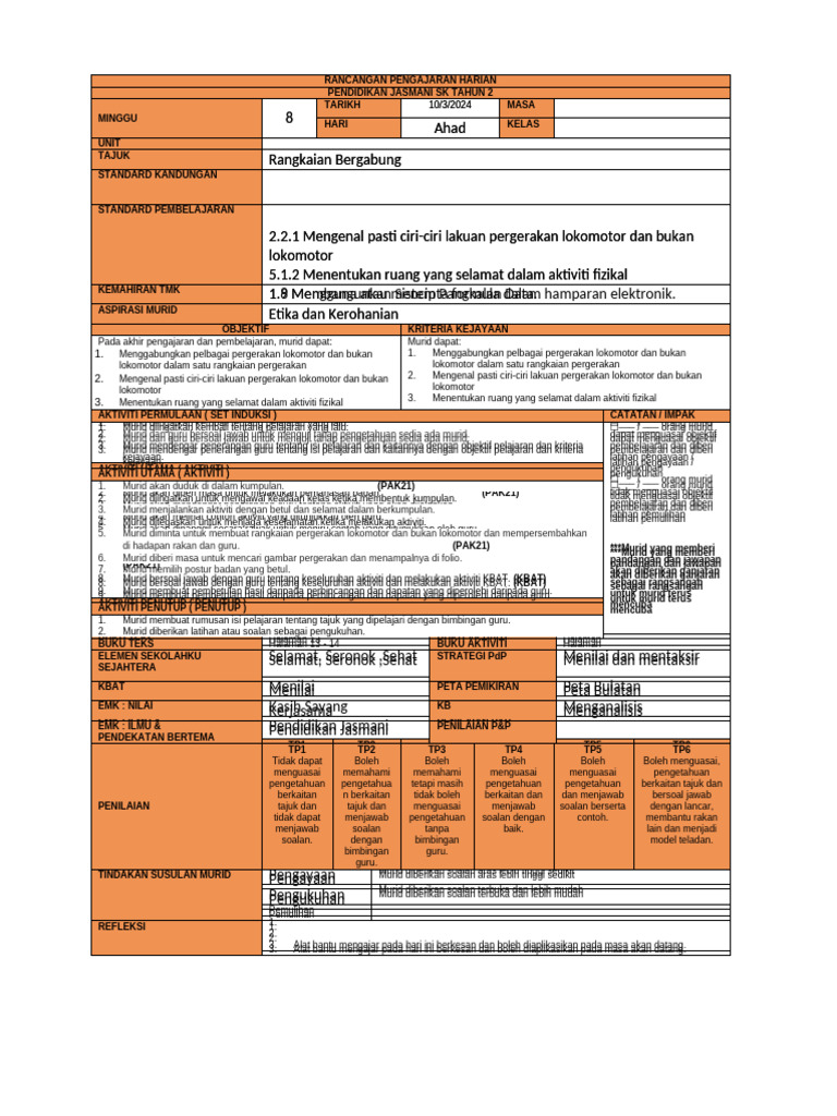 M8 RPH PJ THN 2 2024-2025 | PDF