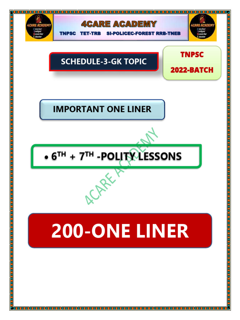 2 Polity-6th+7th-One Liner | PDF