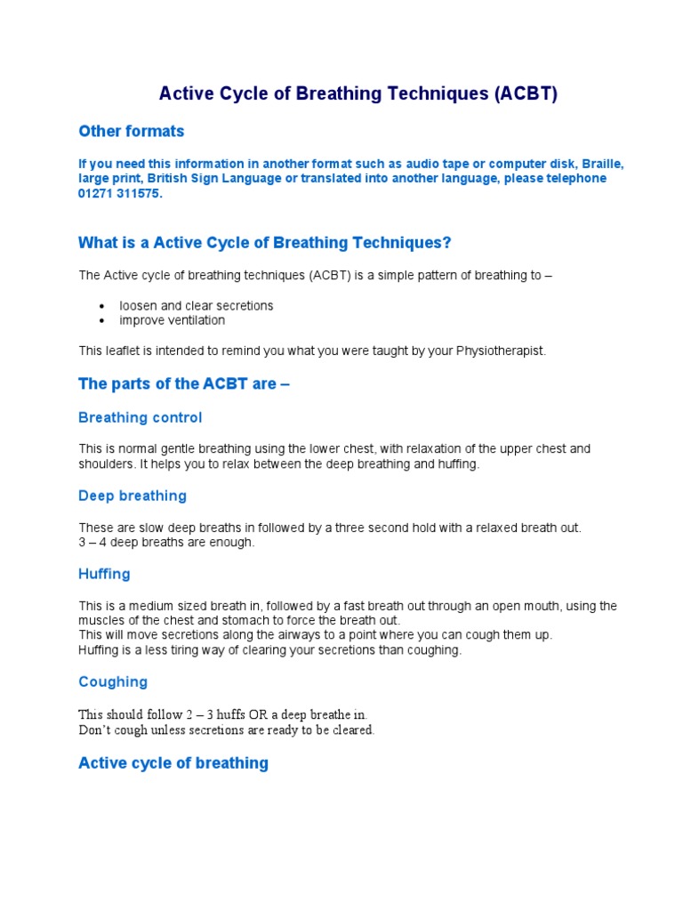 Active Cycle of Breathing Techniques | PDF | Medical Specialties ...