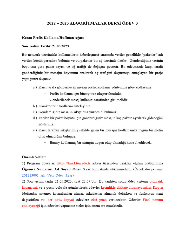 Algoritmalar Ödev 3 | PDF