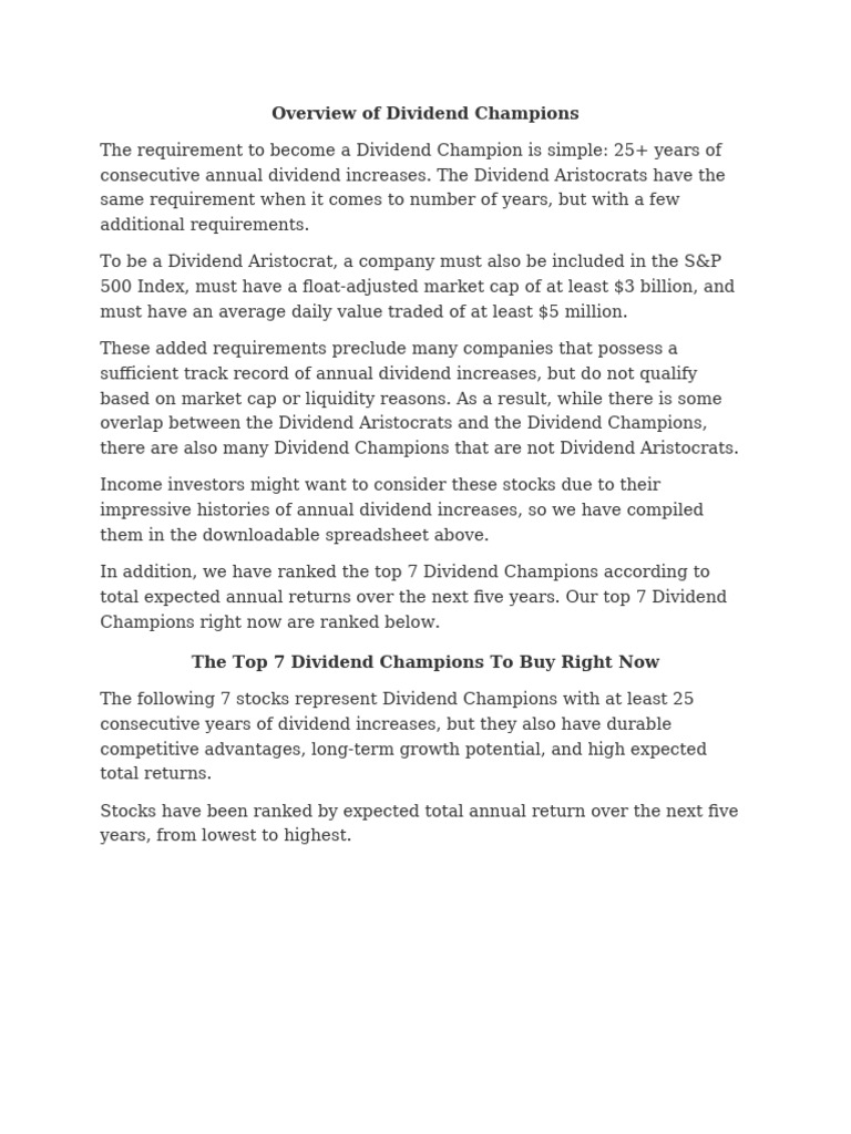 Overview of Div Champs | PDF | Interest | Banks