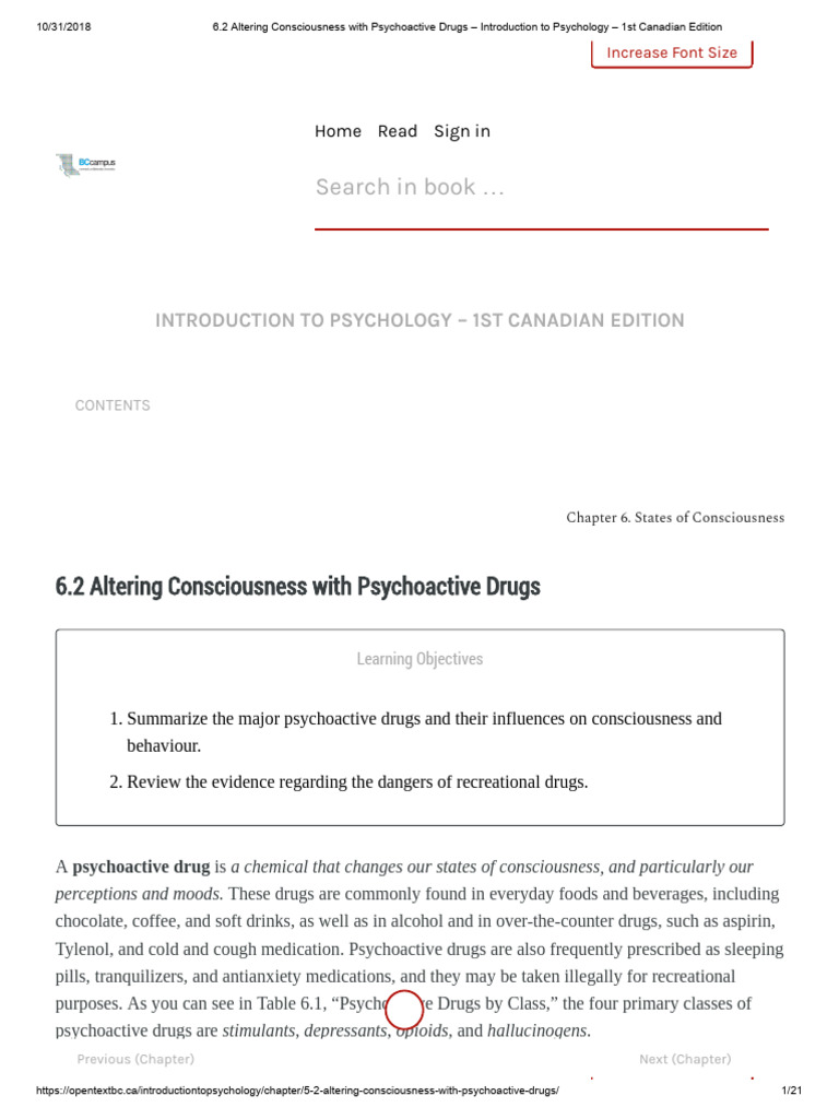6.2 Altering Consciousness With Psychoactive Drugs - Introduction To ...
