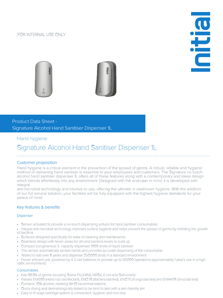 Signature Alcohol Hand Sanitiser Dispenser 1L Data Sheet (2) | PDF ...