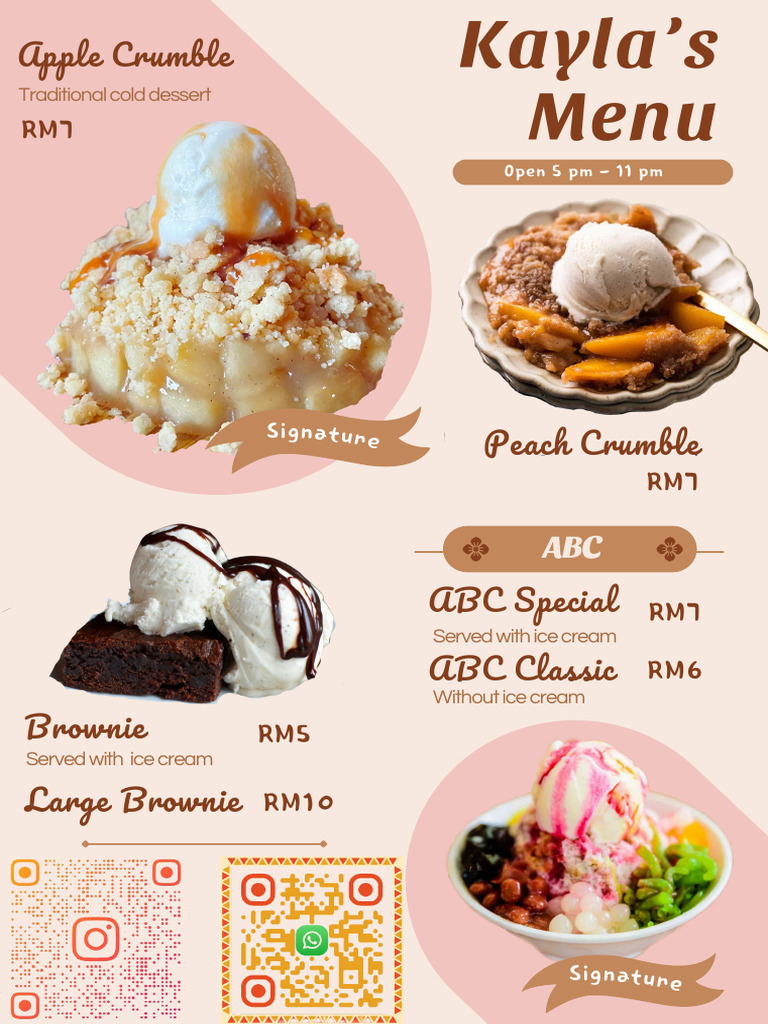 Kayla's Dessert Menu Highlights | PDF