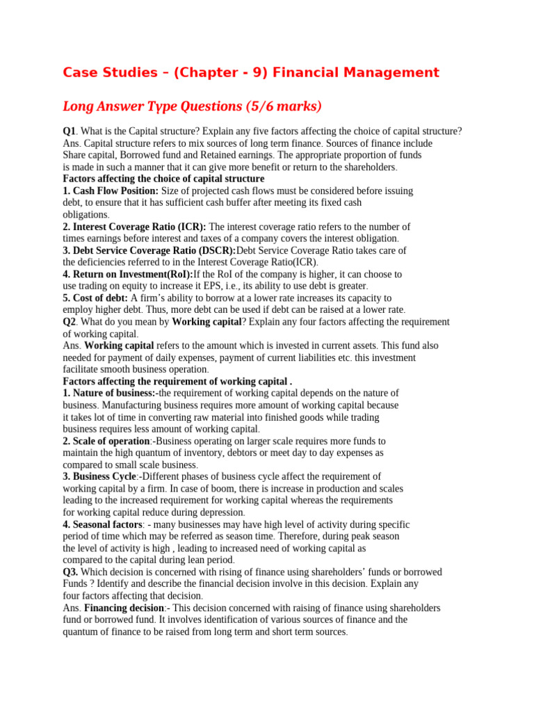 Long Answer Question | PDF | Capital Structure | Debt