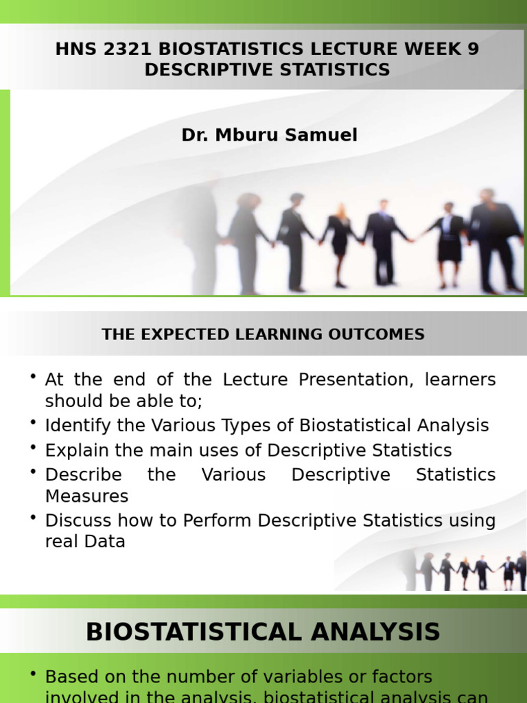 Hns 2321 Biostatistics Descritive Statistics | PDF | Standard Error | Coefficient Of Variation
