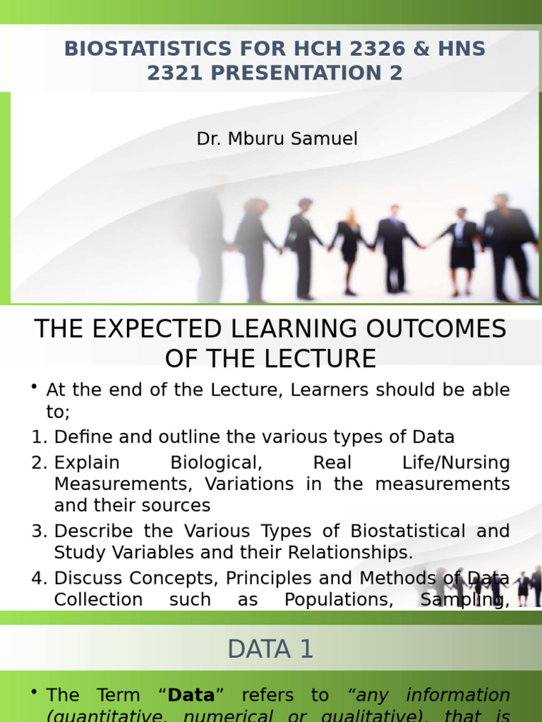 Hns 2321 Biostatistics Lecture 2 Measurements | PDF | Sampling (Statistics) | Dependent And ...