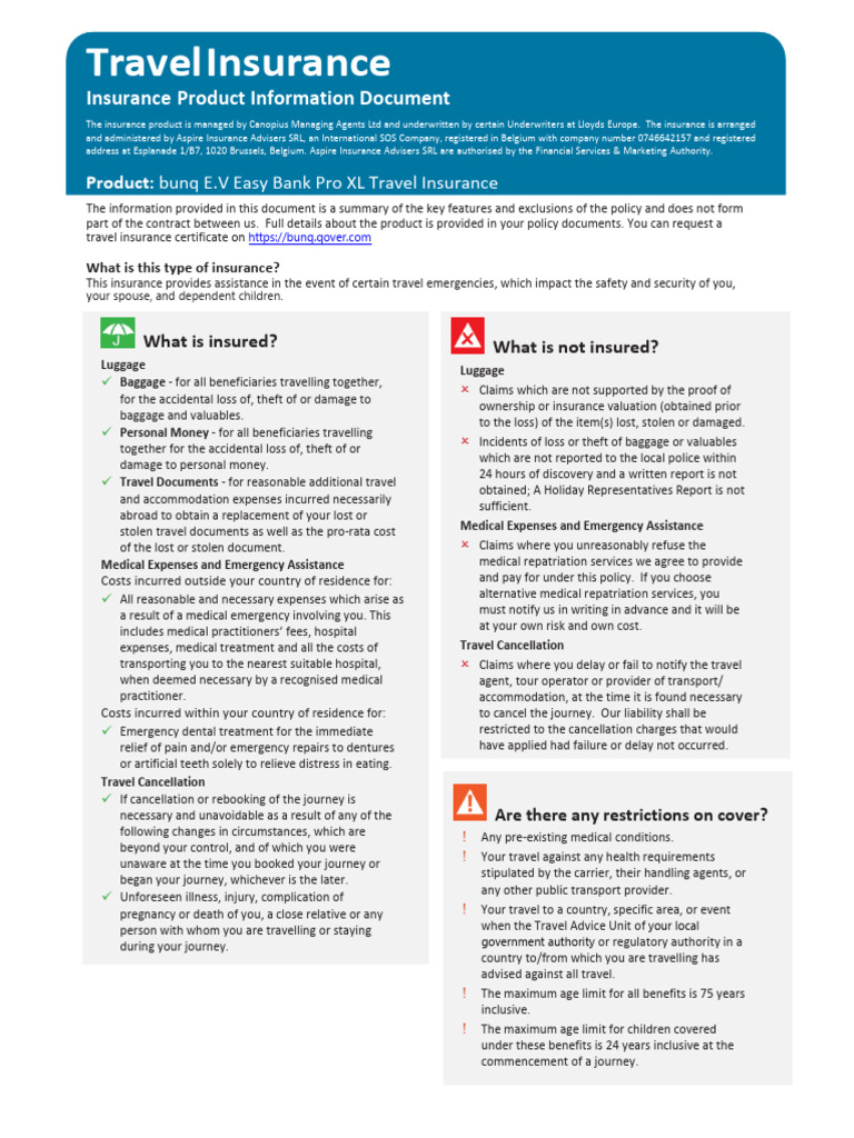 Bunq Ipid En | PDF | Insurance | Underwriting