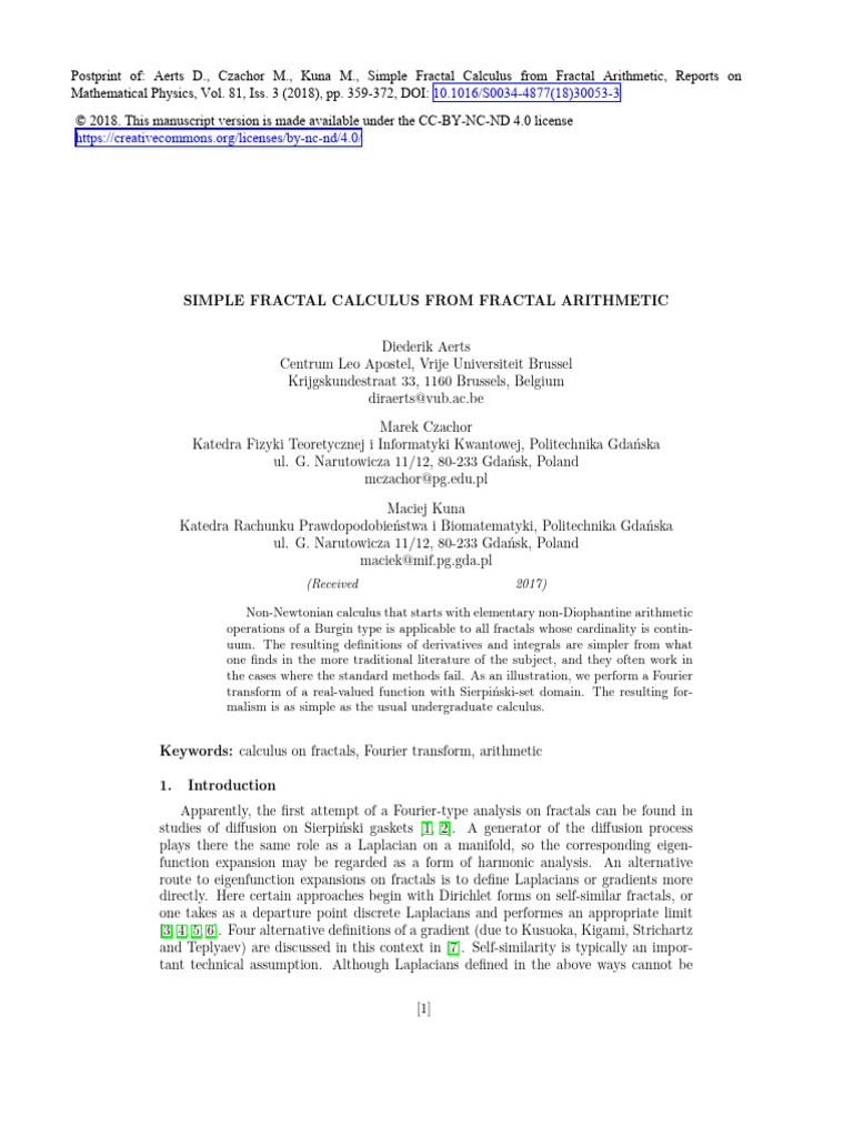 Simple Fractal Calculus From Fractal Arithmetic - 33221 | PDF ...