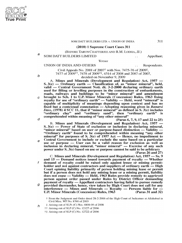 Som Dat Builders Limited vs. Union of India and Ors | PDF | National ...