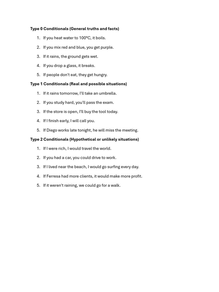 Types of Conditionals | PDF