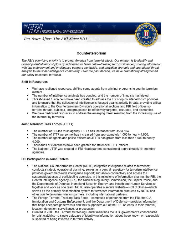 counterterrorism-1 | PDF | Federal Bureau Of Investigation | American ...