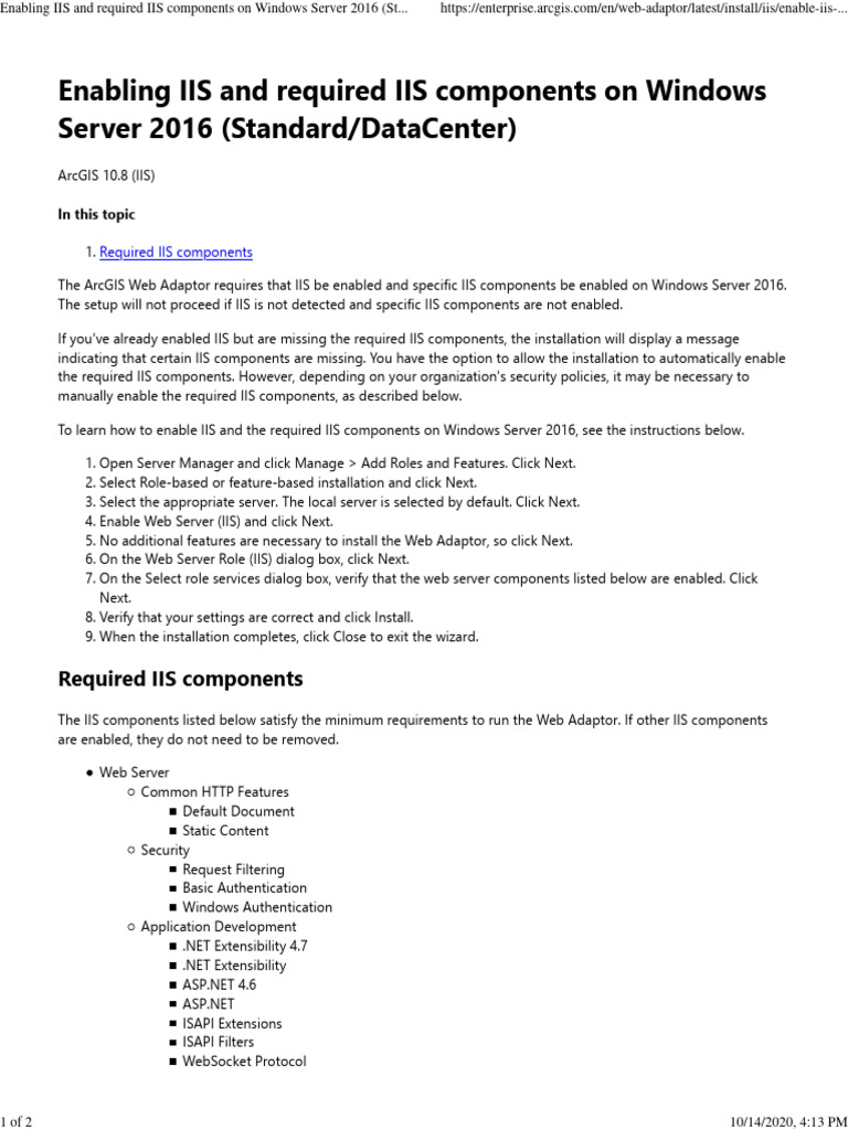 Enabling IIS and Required IIS Components on Windows Server 2016 ...