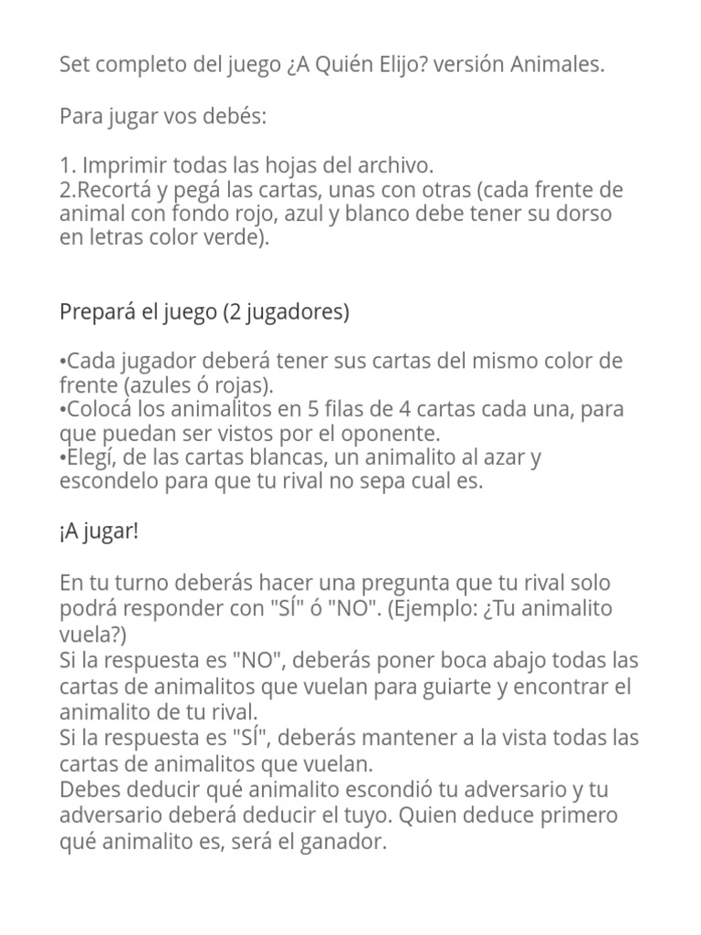 A Quien Elijo - Animales | PDF