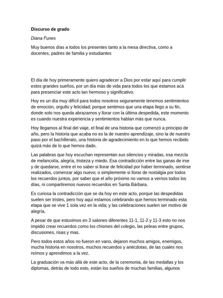 Discurso de Grado | PDF | Felicidad