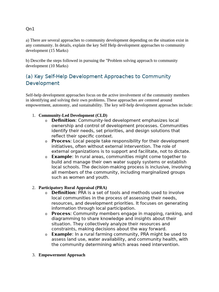 Self-Help Approaches in Community Development | PDF | Microfinance ...