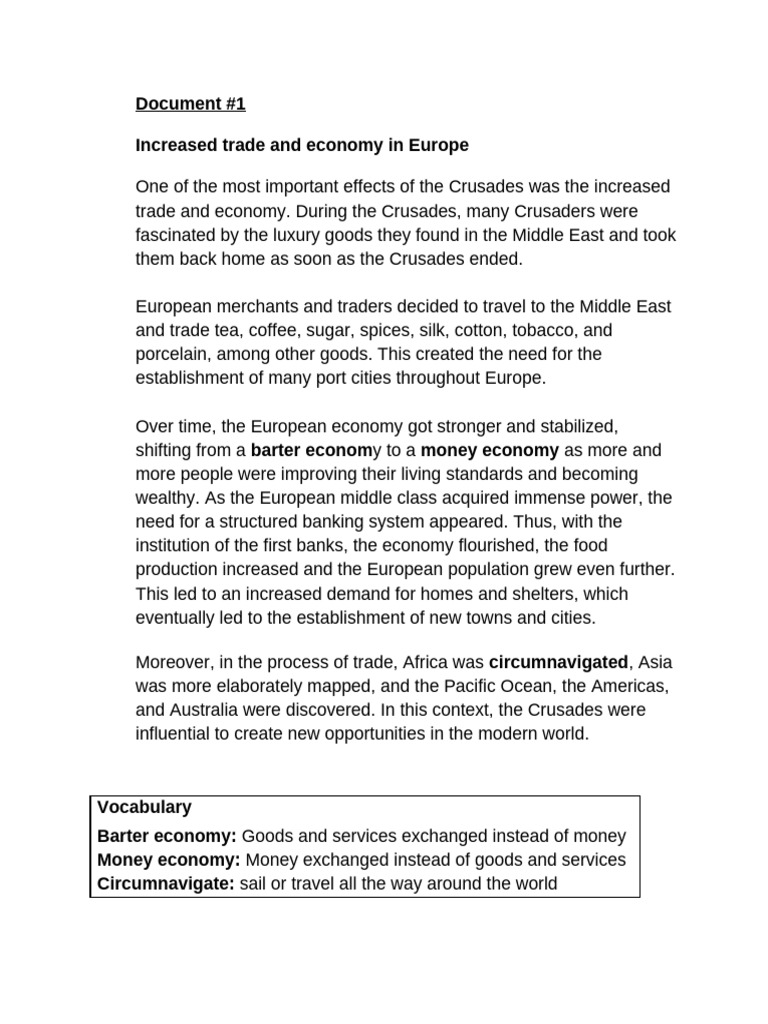 The Crusades Reading | PDF | Trade | Renaissance