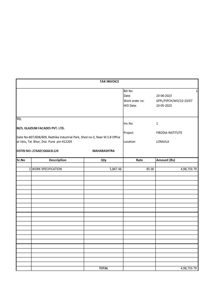 Contractor Bill Format | PDF