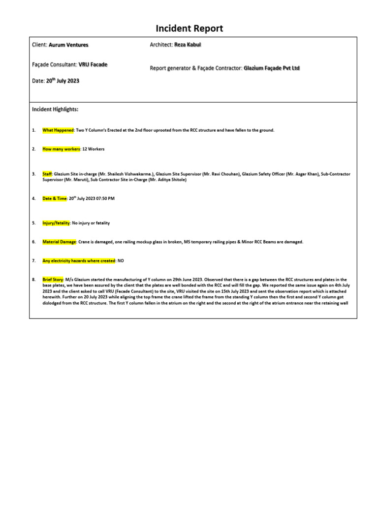 Incident Report | PDF | Civil Engineering