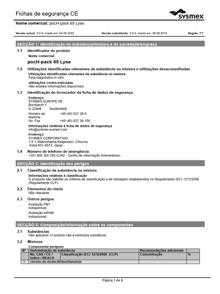 Poch-Pack 65 Lyse - 24761 - SDS - PT - PT | PDF