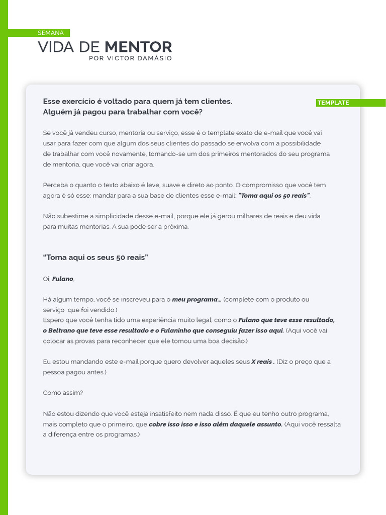 Aula 2 - Semana VDM - Modelo Email 50 Reais | PDF