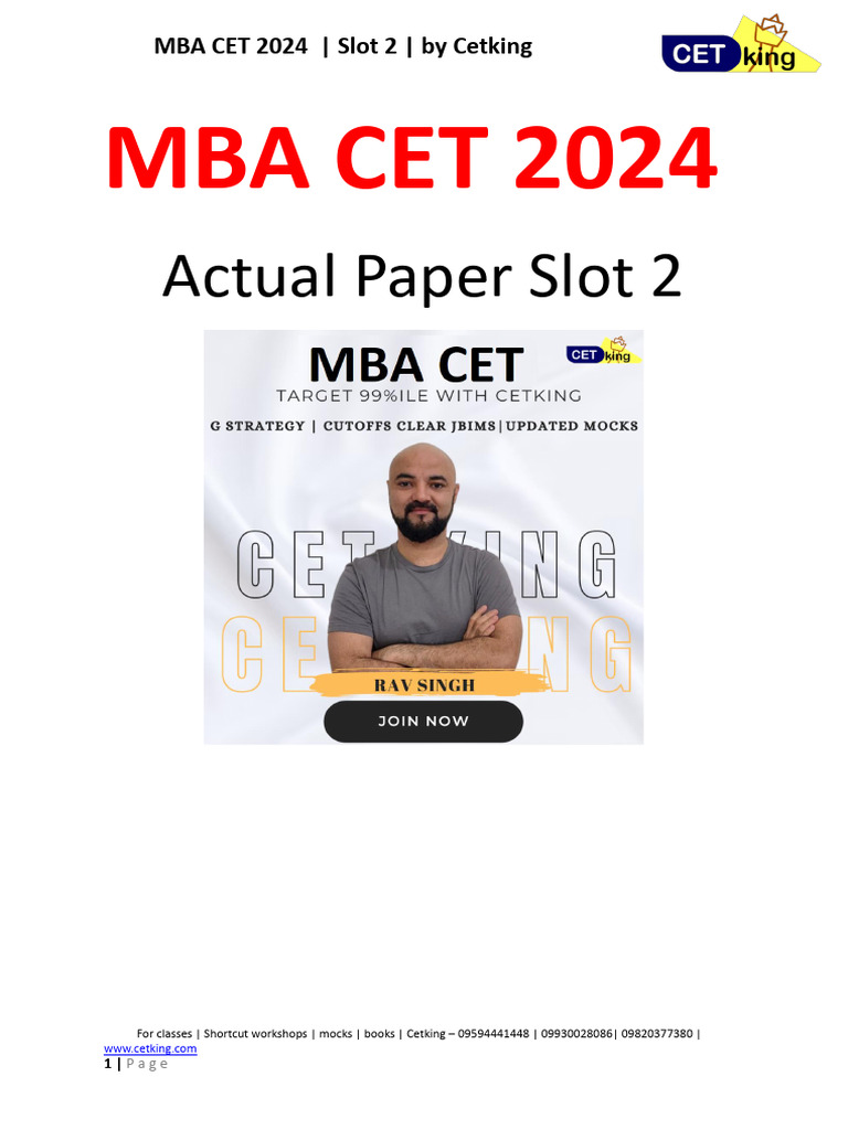MBA CET 2024 Slot 2 Paper Analysis | PDF | Legume
