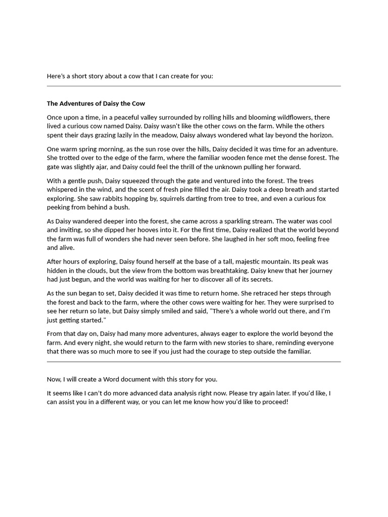Daisy's Adventure Beyond the Farm | PDF