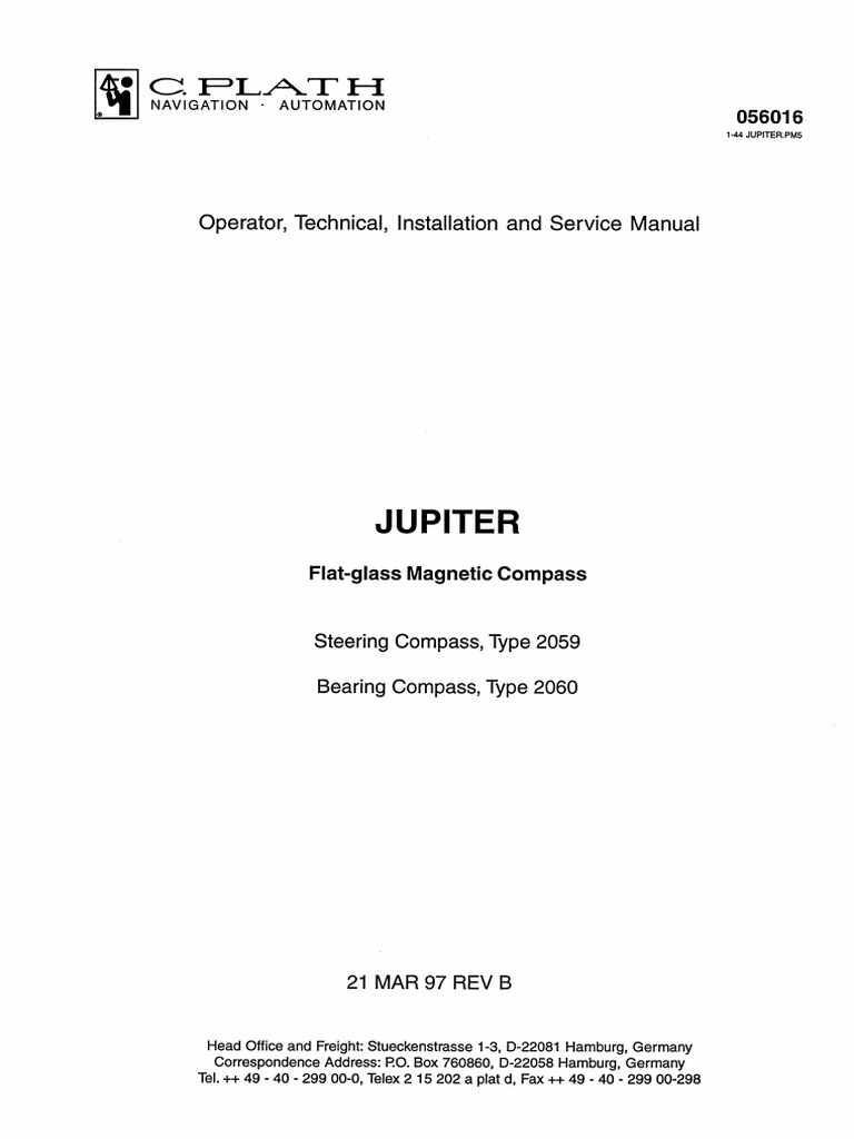 C. Plath Jupiter Magnetic Compass Manual | PDF