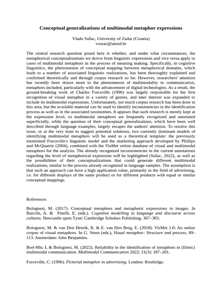 IACS 2024 - Conceptual Generalizations of Multimodal Metaphor ...