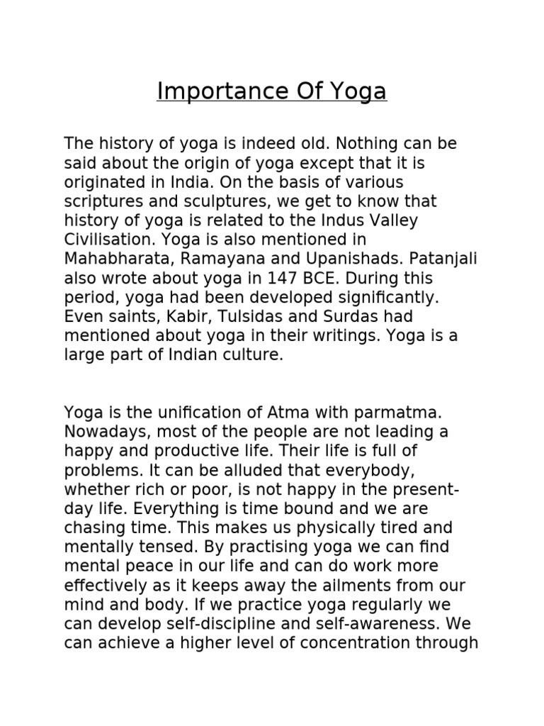 Importance Of Yoga | PDF