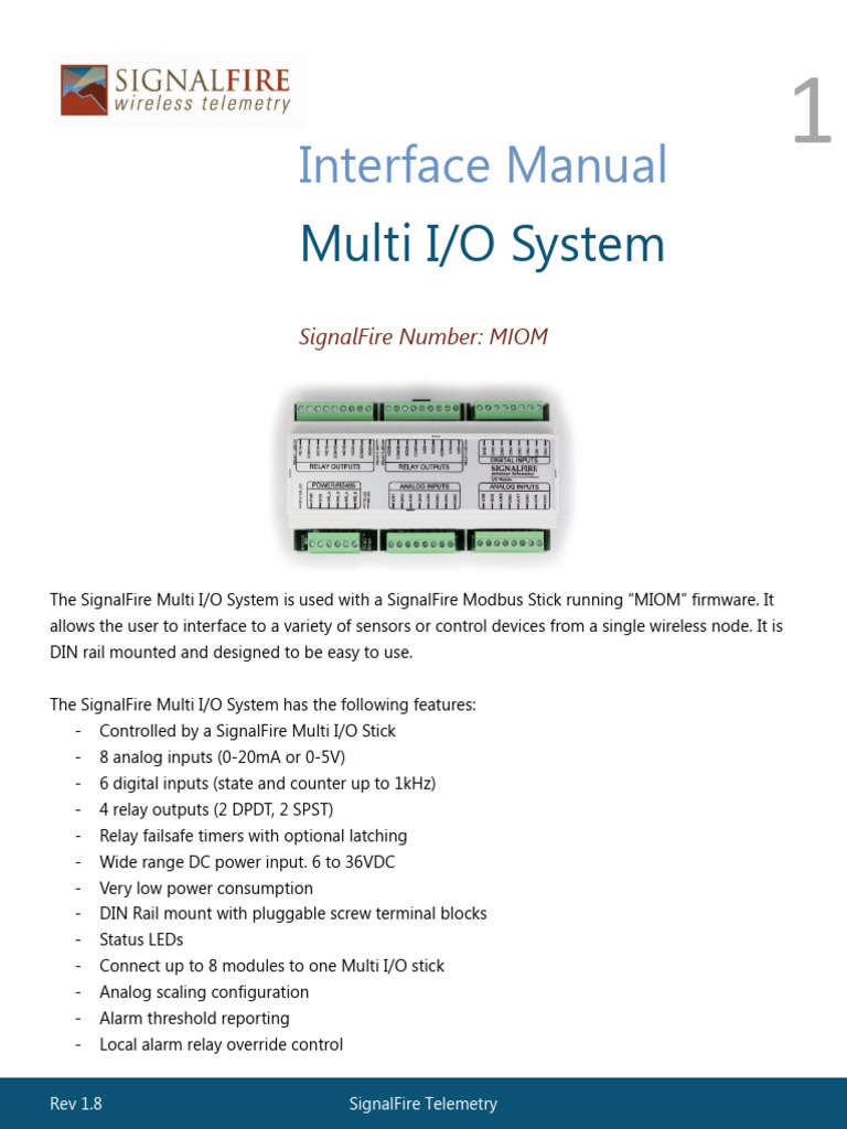 960 0053 01 SignalFire Multi IO System Manual Rev 1 8 | PDF | Relay ...