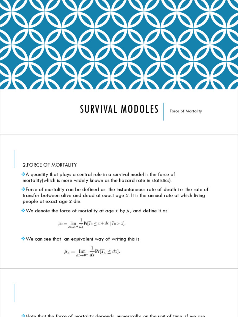 Survival Modles 2pptx 1 Pdf Expected Value Force