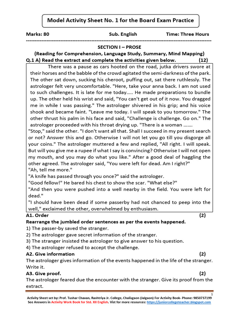 Model-Practice-Board-Exam-Activity-Sheet-No.-1-By-Prof.-Tushar-Chavan | PDF | Foot | Shoe